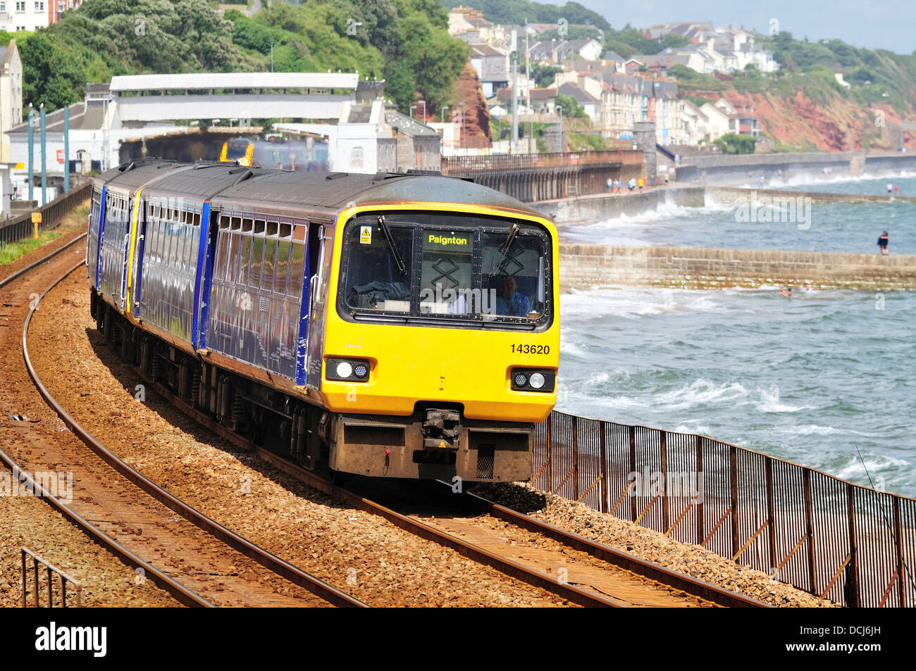 Local passenger train operated by First Great Western leaving Dawlish ...