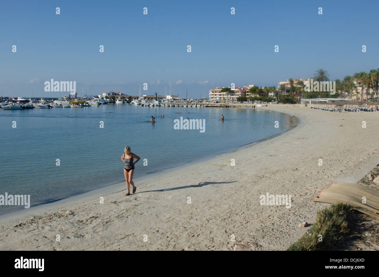 Early morning walk on at the beach at Majorca Stock Photo - Alamy