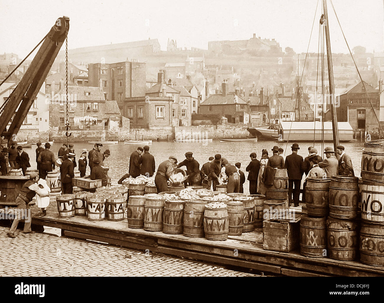Whitby Fishermen Victorian period Stock Photo - Alamy
