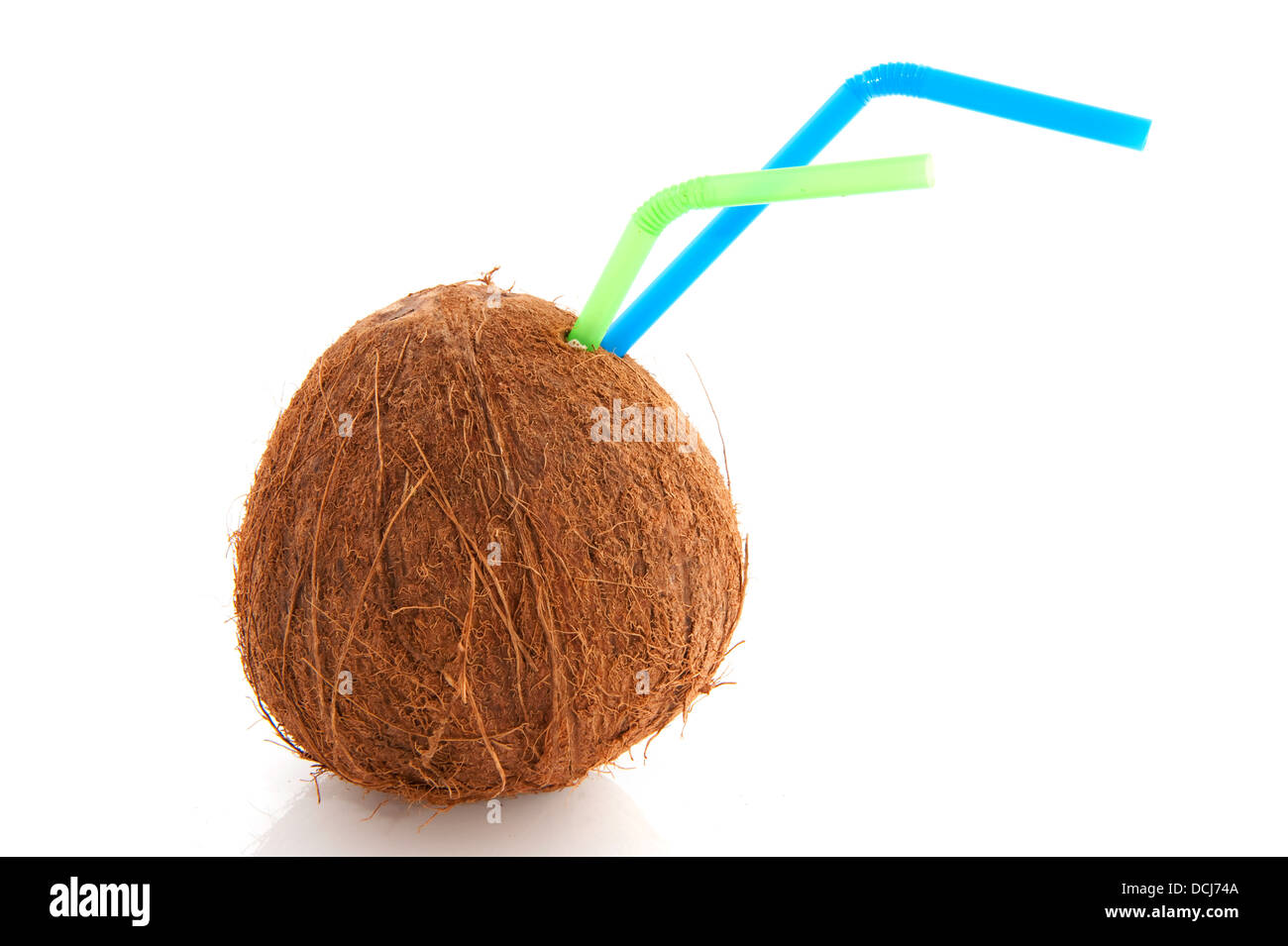coconut with drinking straws Stock Photo - Alamy
