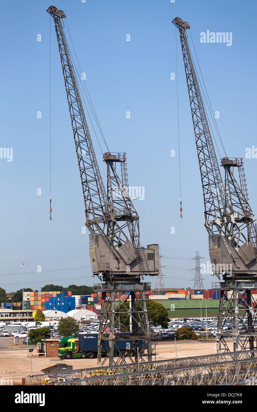 old dockyard cranes at Southampton England UK Stock Photo - Alamy