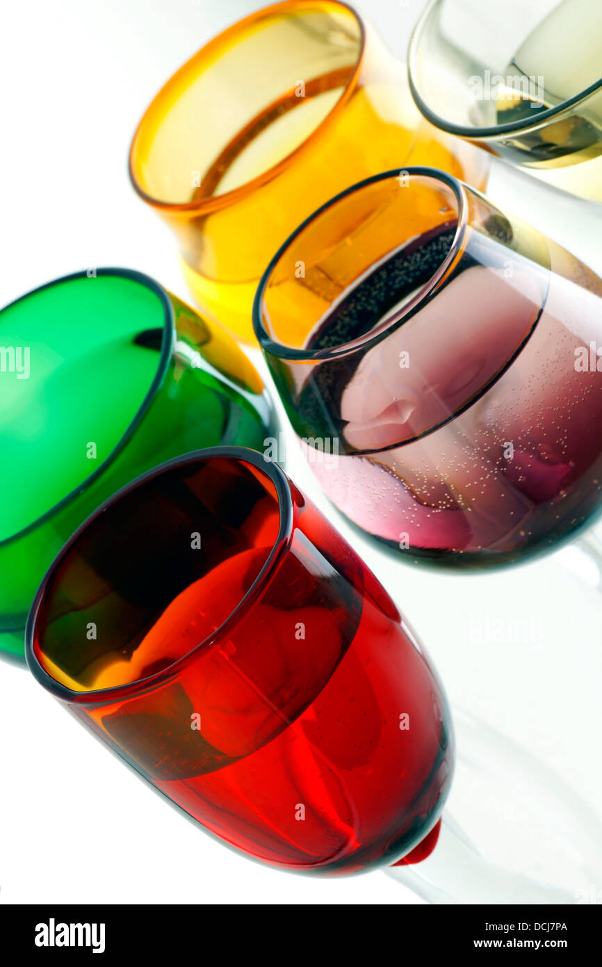 Colored glasses at an angle Stock Photo - Alamy