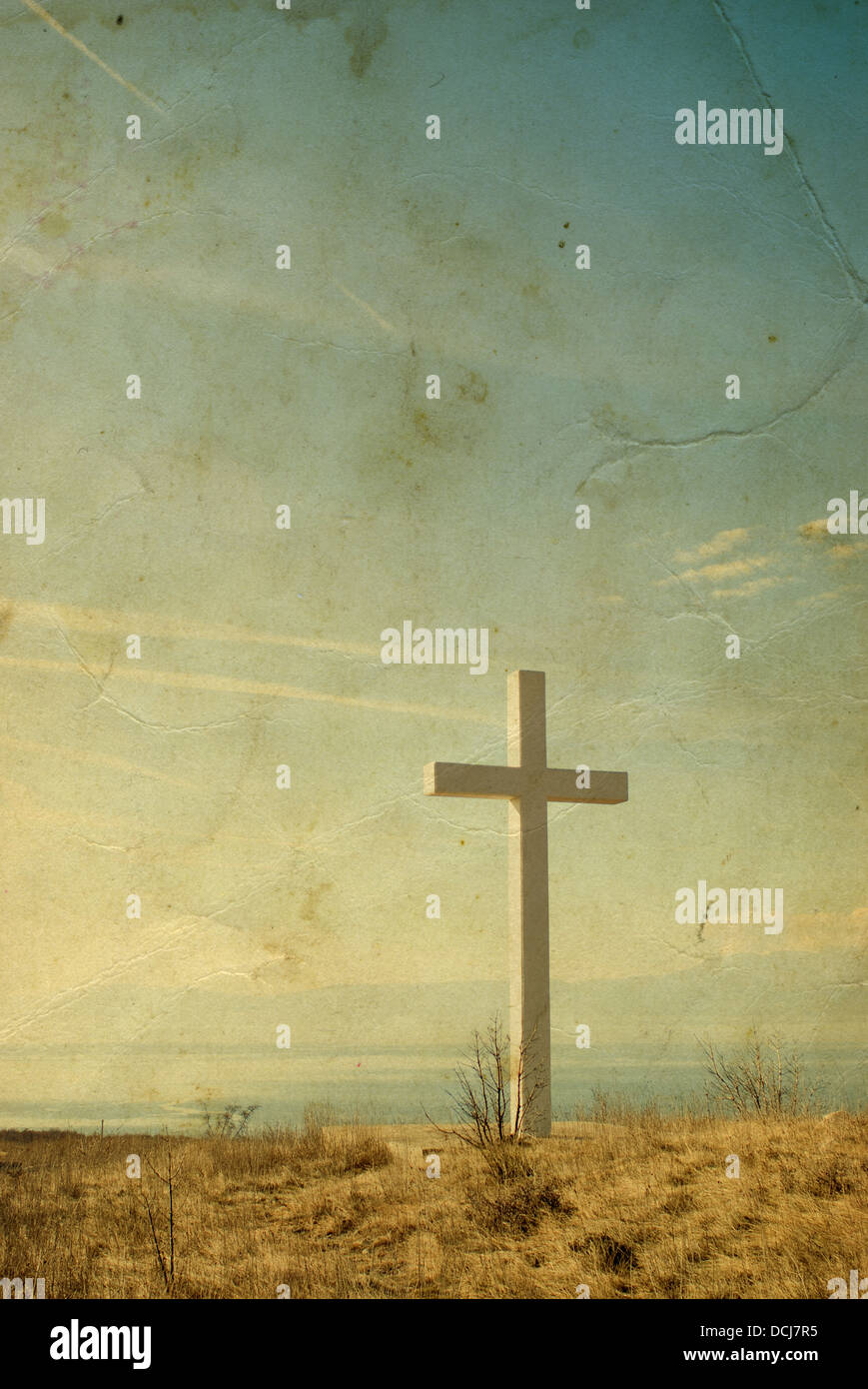 White cross on old paper background background Stock Photo - Alamy