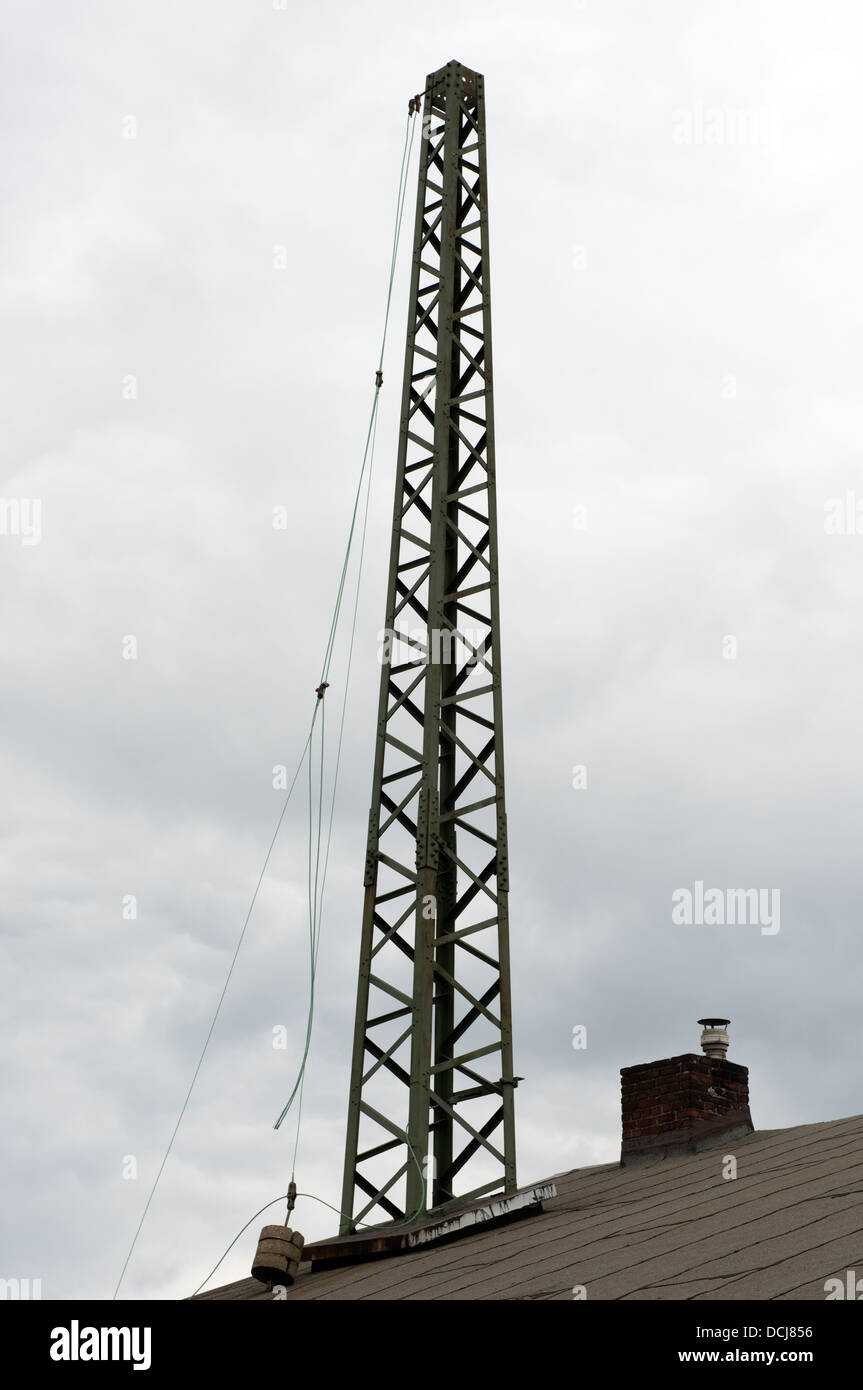 Railway overhead electricity pylon Stock Photo - Alamy
