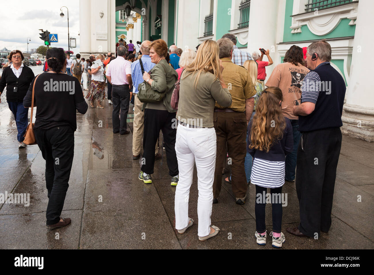 The queues outside the Hermitage St Petersburg Russia in the Rain Stock ...