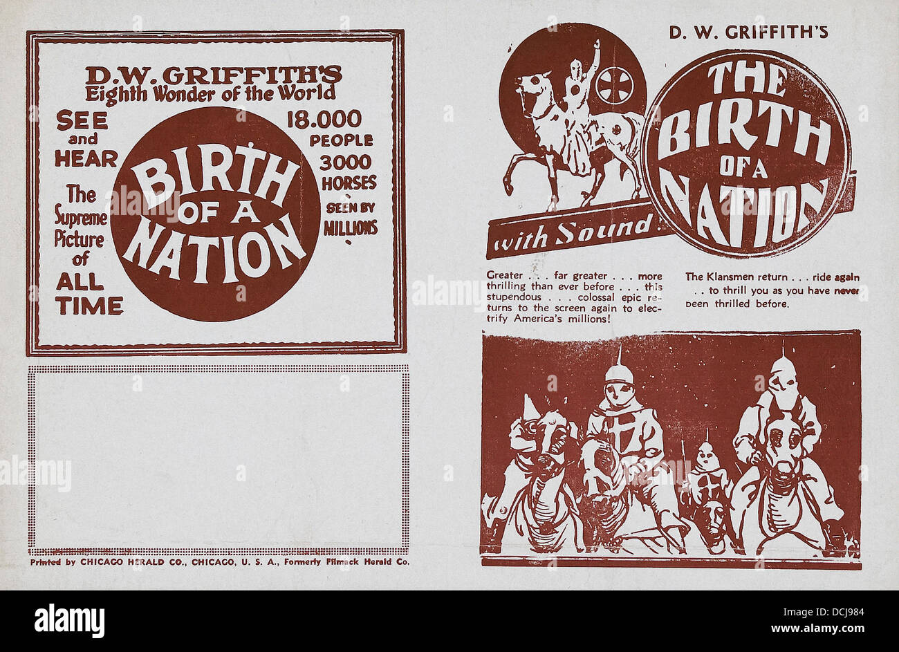 THE BIRTH OF A NATION - Movie poster - Directed by D.W. Griffith ...