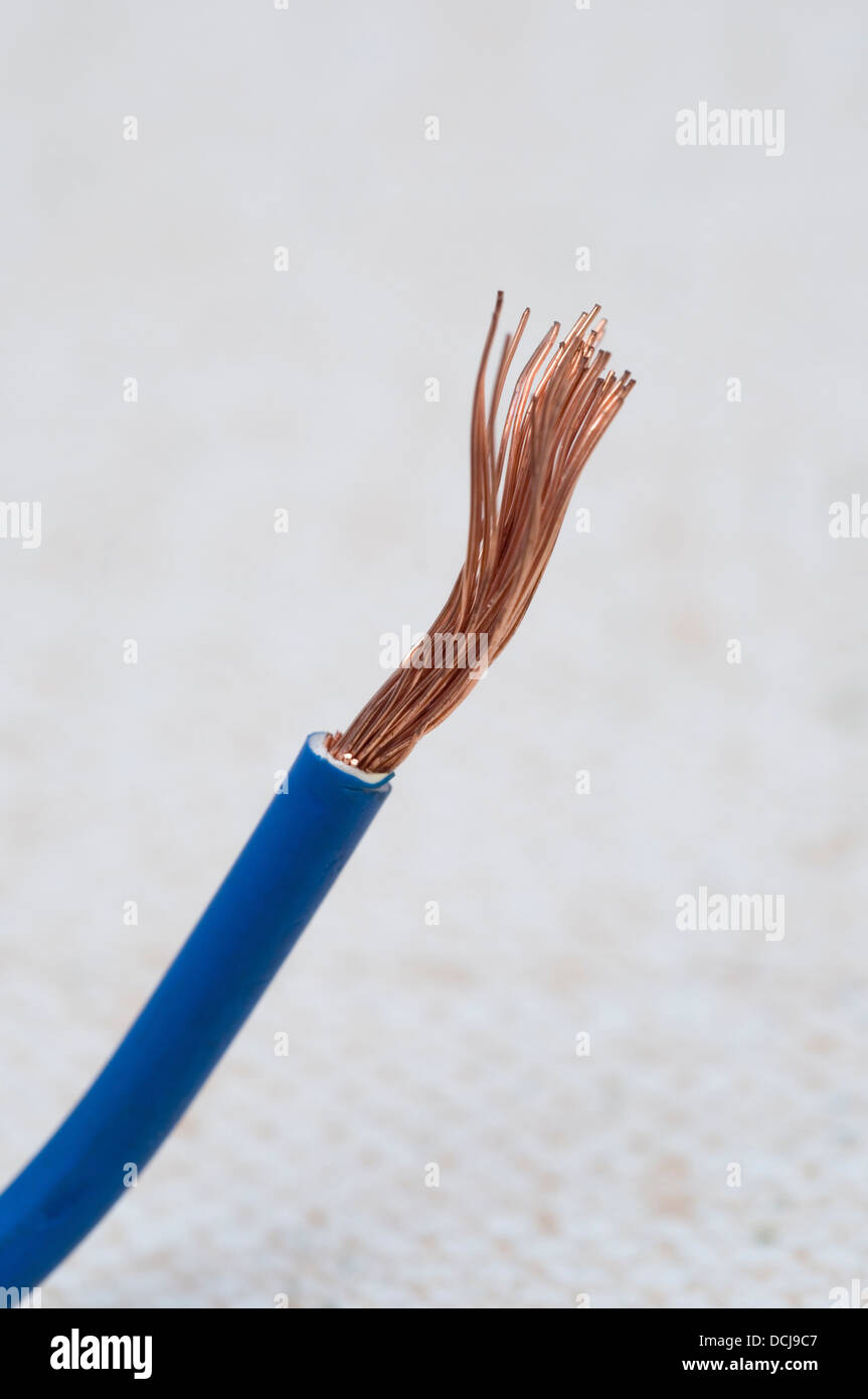 power cable exposing strands of copper wires Stock Photo - Alamy