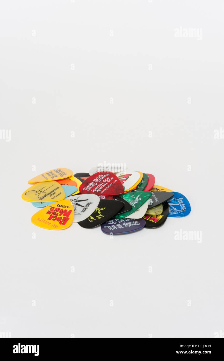 Guitar plectrums or plectra Stock Photo - Alamy