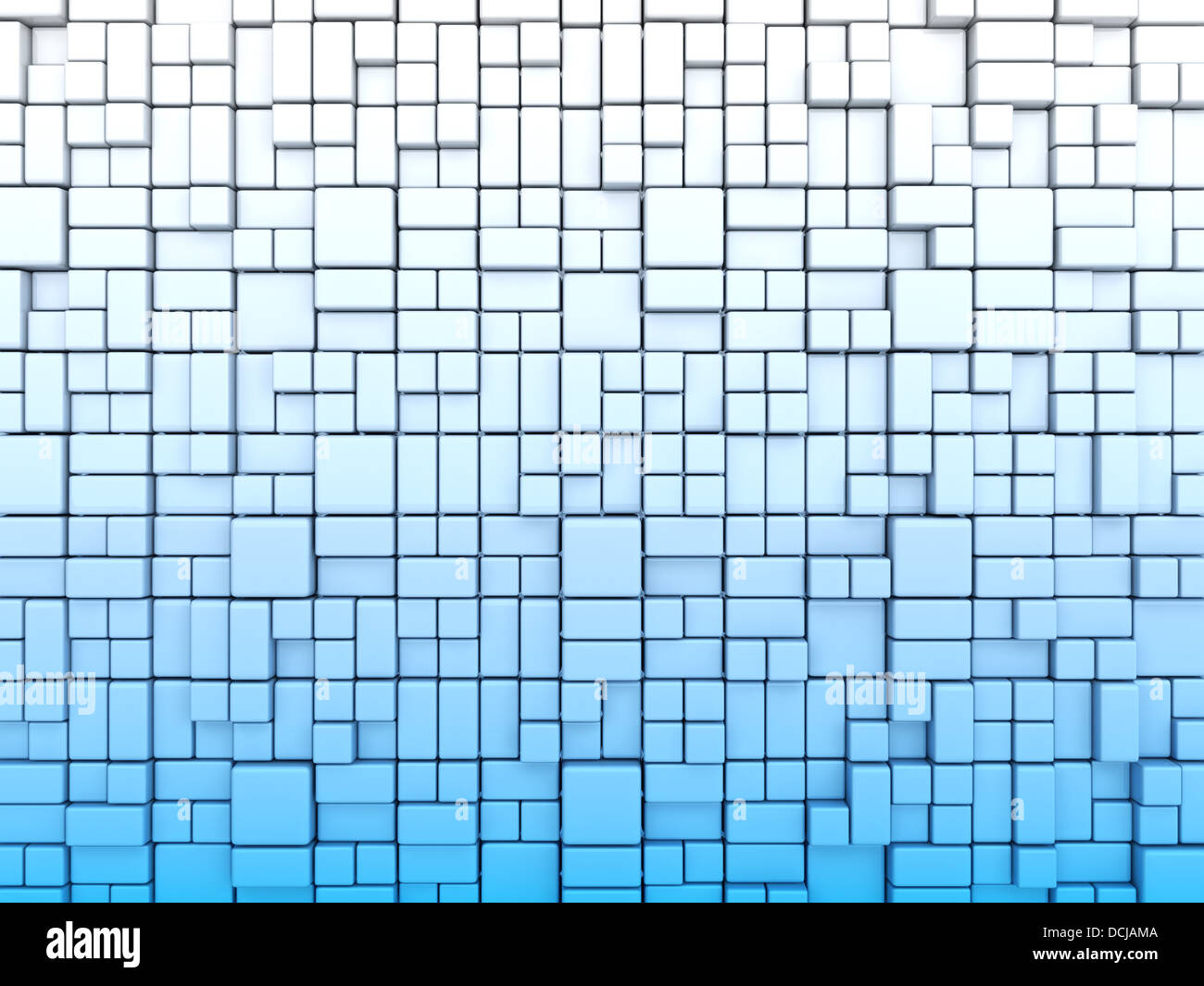 3D illustration of abstract structure of cubes with blue gradient Stock ...