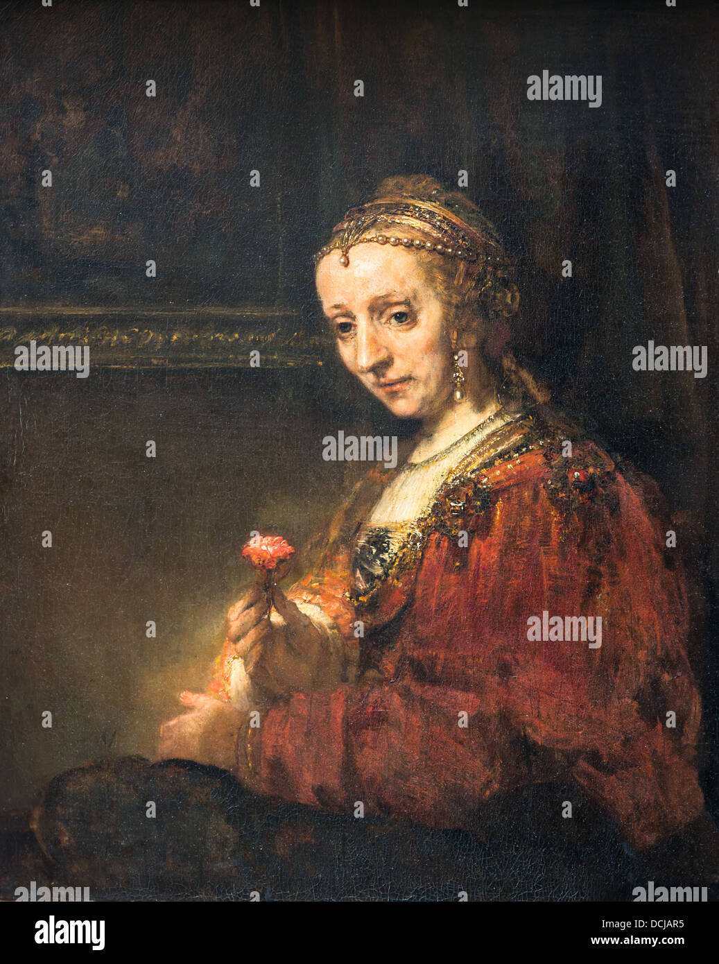 17th century - Woman with a Pink - Rembrandt (1660) - Metropolitan ...