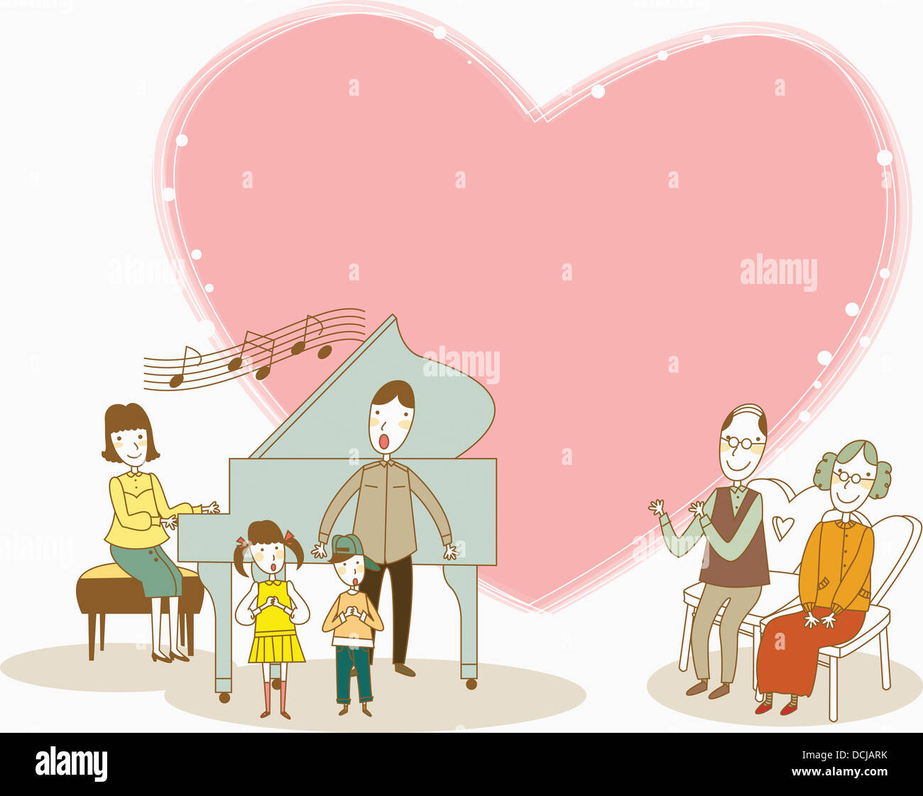 illustration of a family singing together Stock Photo - Alamy