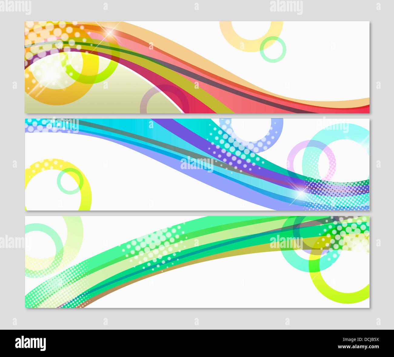 illustration of cards with different color lines and circles Stock ...