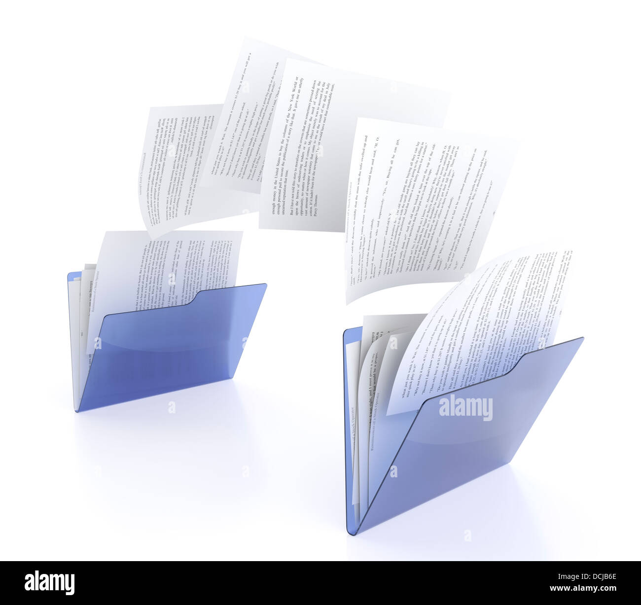 3D illustration of two blue folder icons and files transfer Stock Photo ...