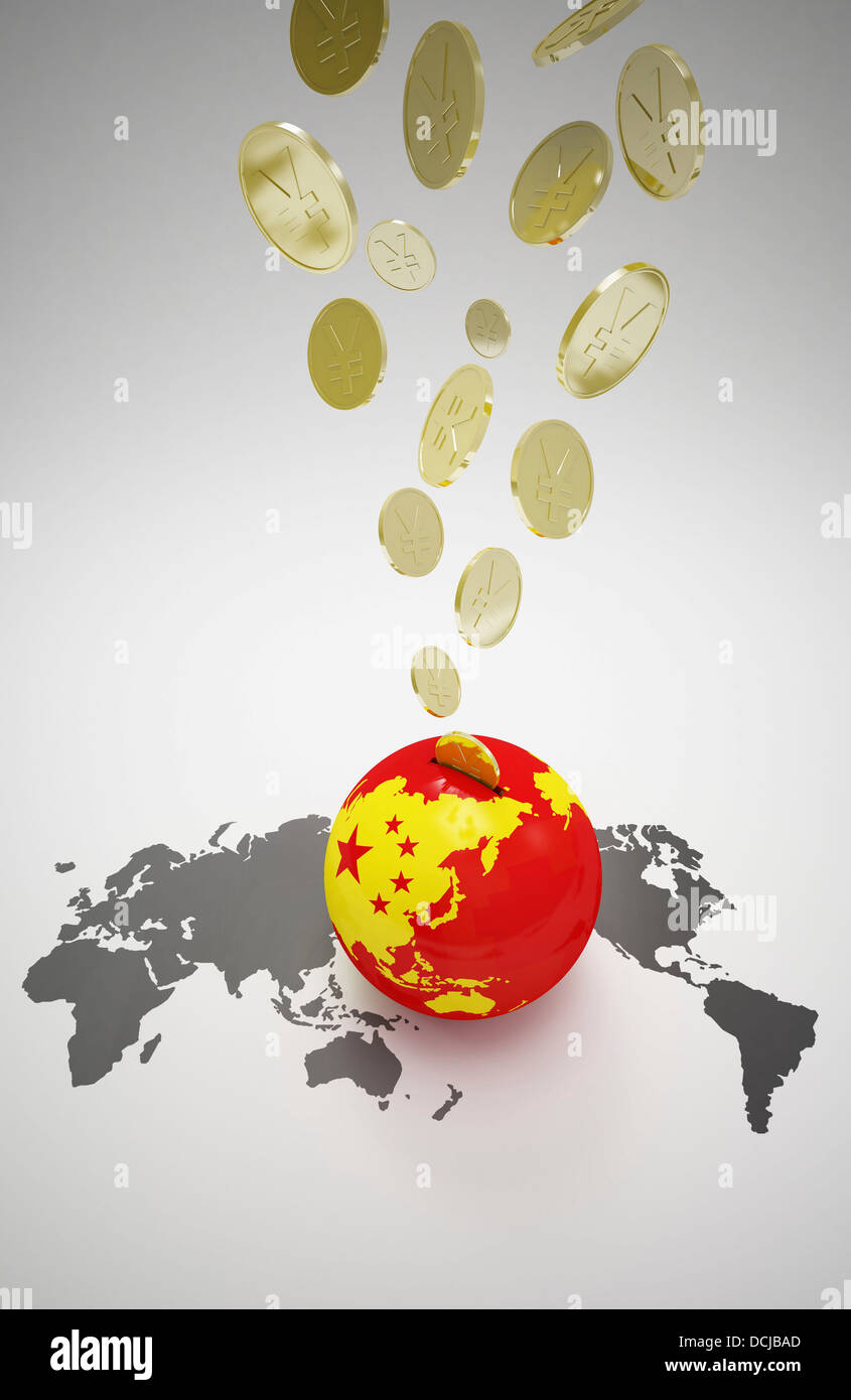 graphic illustration of coins falling on china Stock Photo - Alamy