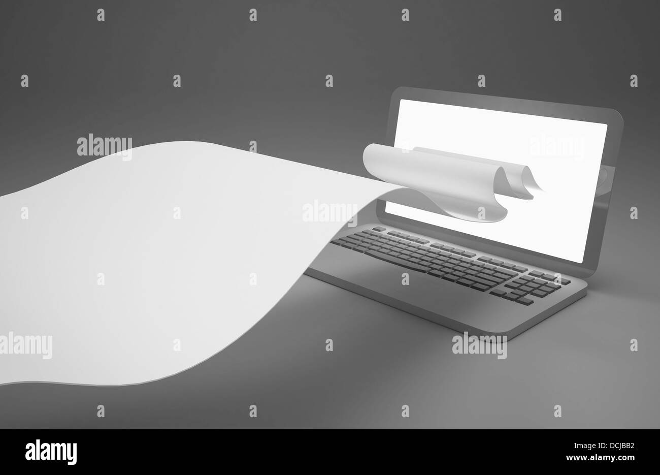 graphic illustration of paper coming from a computer Stock Photo - Alamy