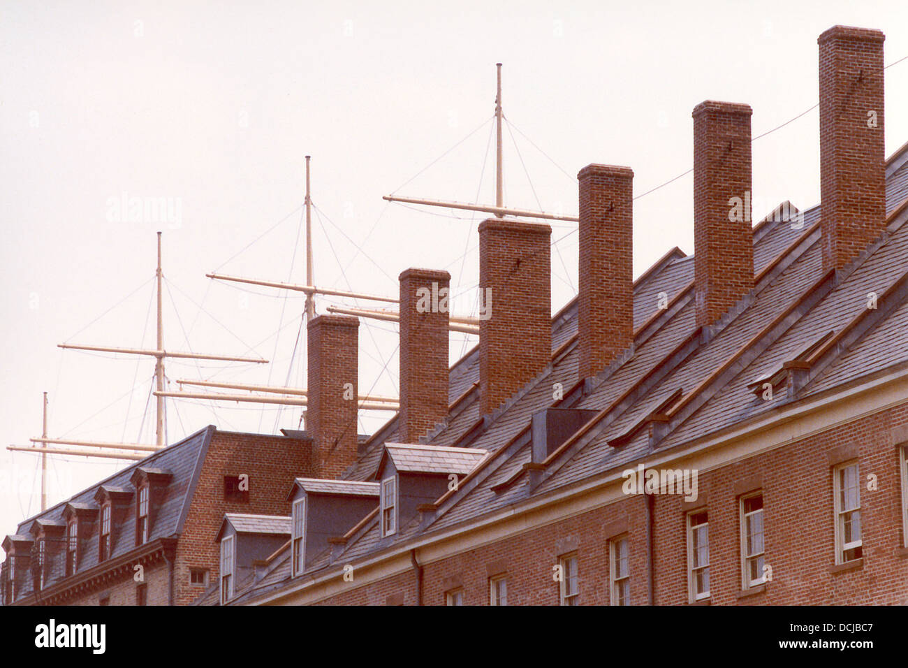 South Street Seaport Chimneys & Masts Stock Photo - Alamy