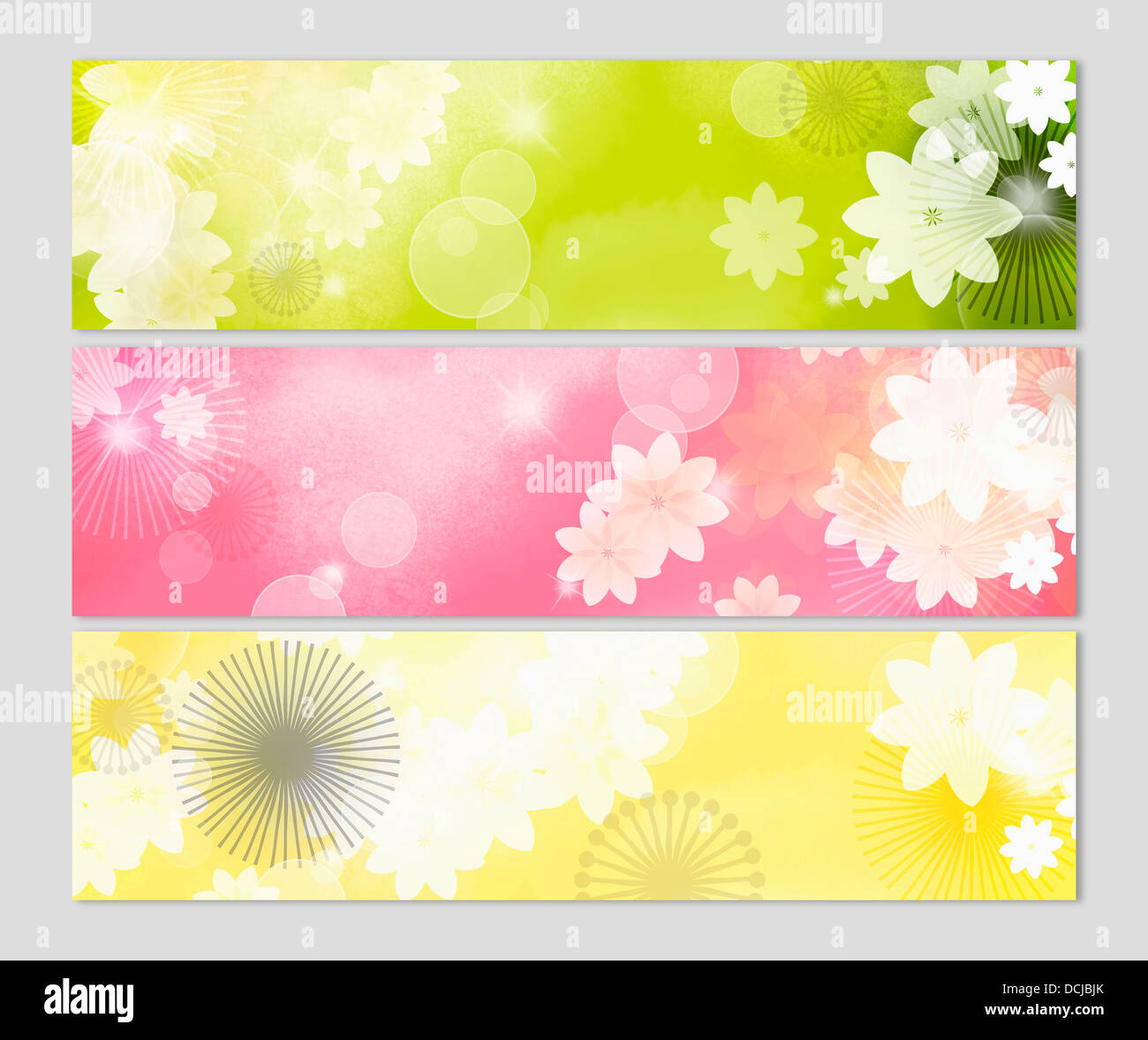 illustration of different color cards with flowers Stock Photo - Alamy