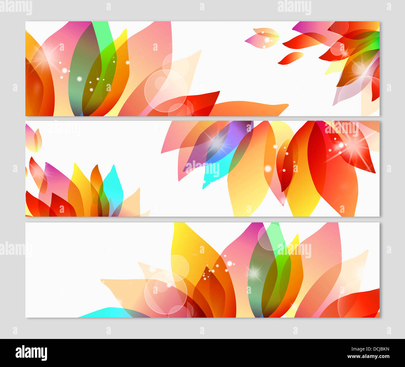 illustration of cards with different color flowers Stock Photo - Alamy