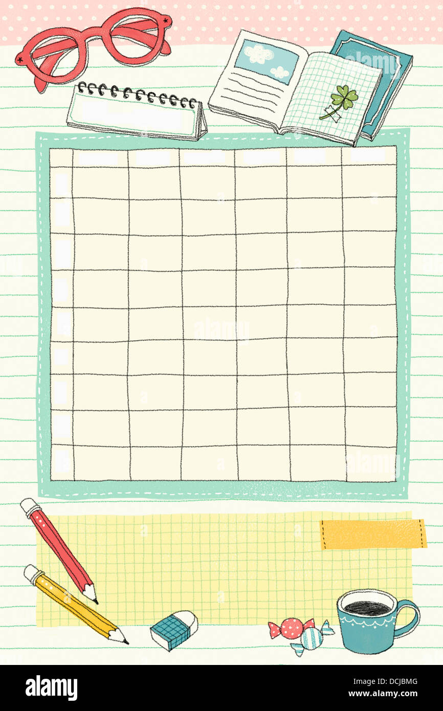 illustration of diary template featuring timetable Stock Photo - Alamy