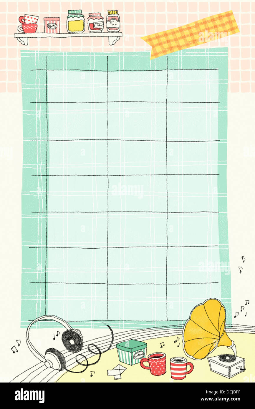 illustration of diary template featuring timetable Stock Photo - Alamy