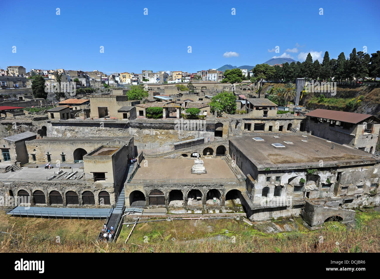 A view overlooking the ancient ruins of Herculaneum, the Roman town ...