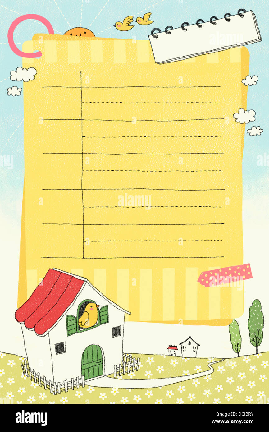 illustration of diary template featuring note page Stock Photo - Alamy