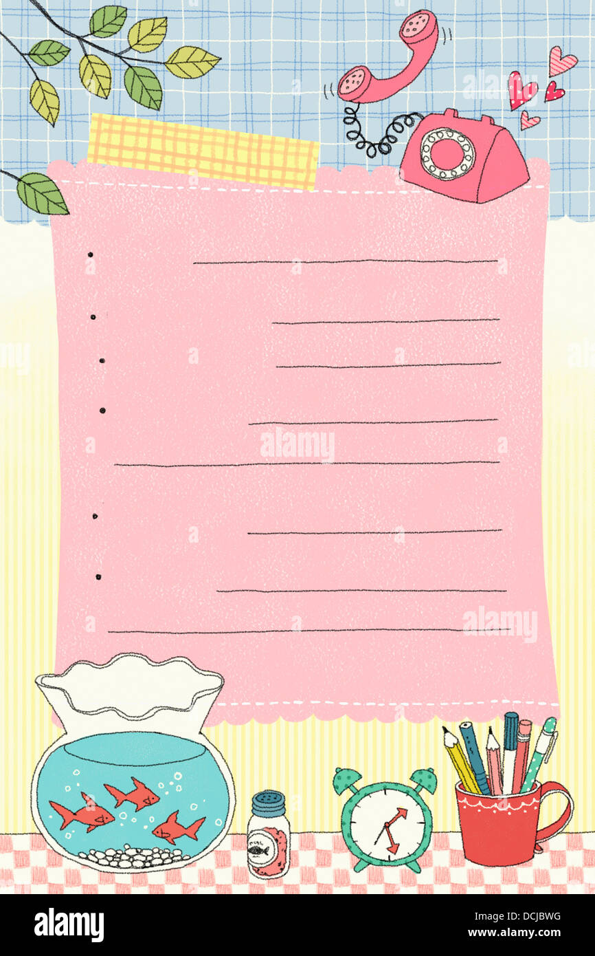 illustration of diary template featuring note page Stock Photo - Alamy