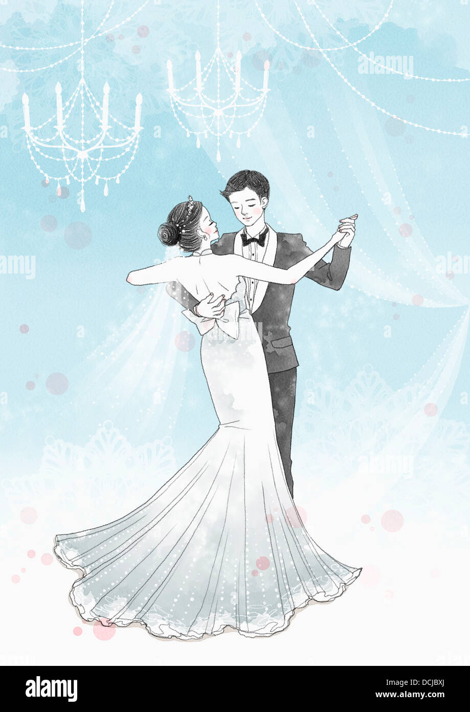 illustration of a couple getting married Stock Photo - Alamy