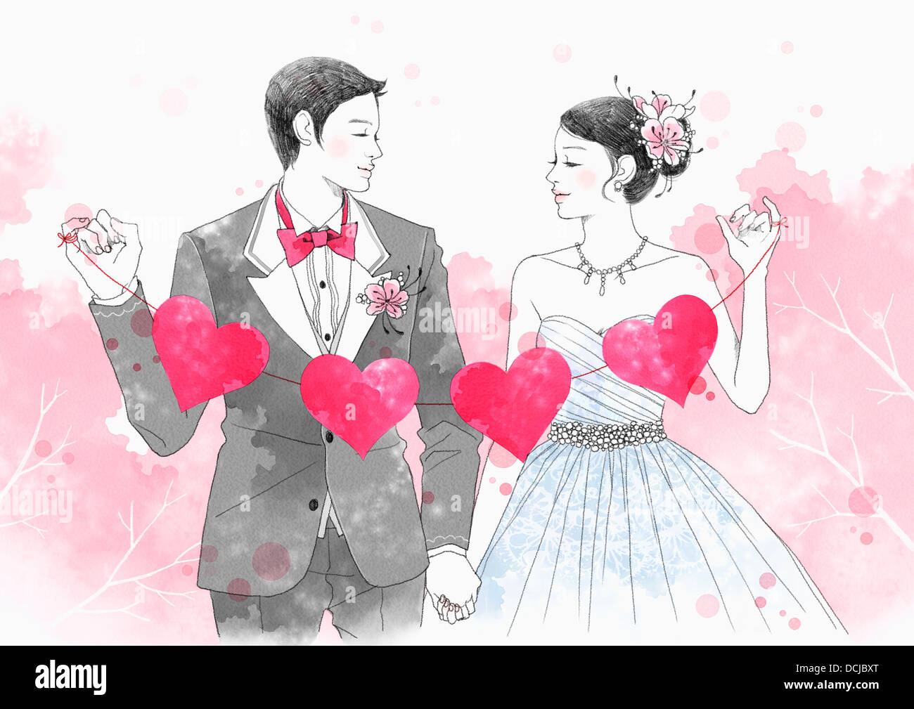 illustration of a couple getting married Stock Photo - Alamy