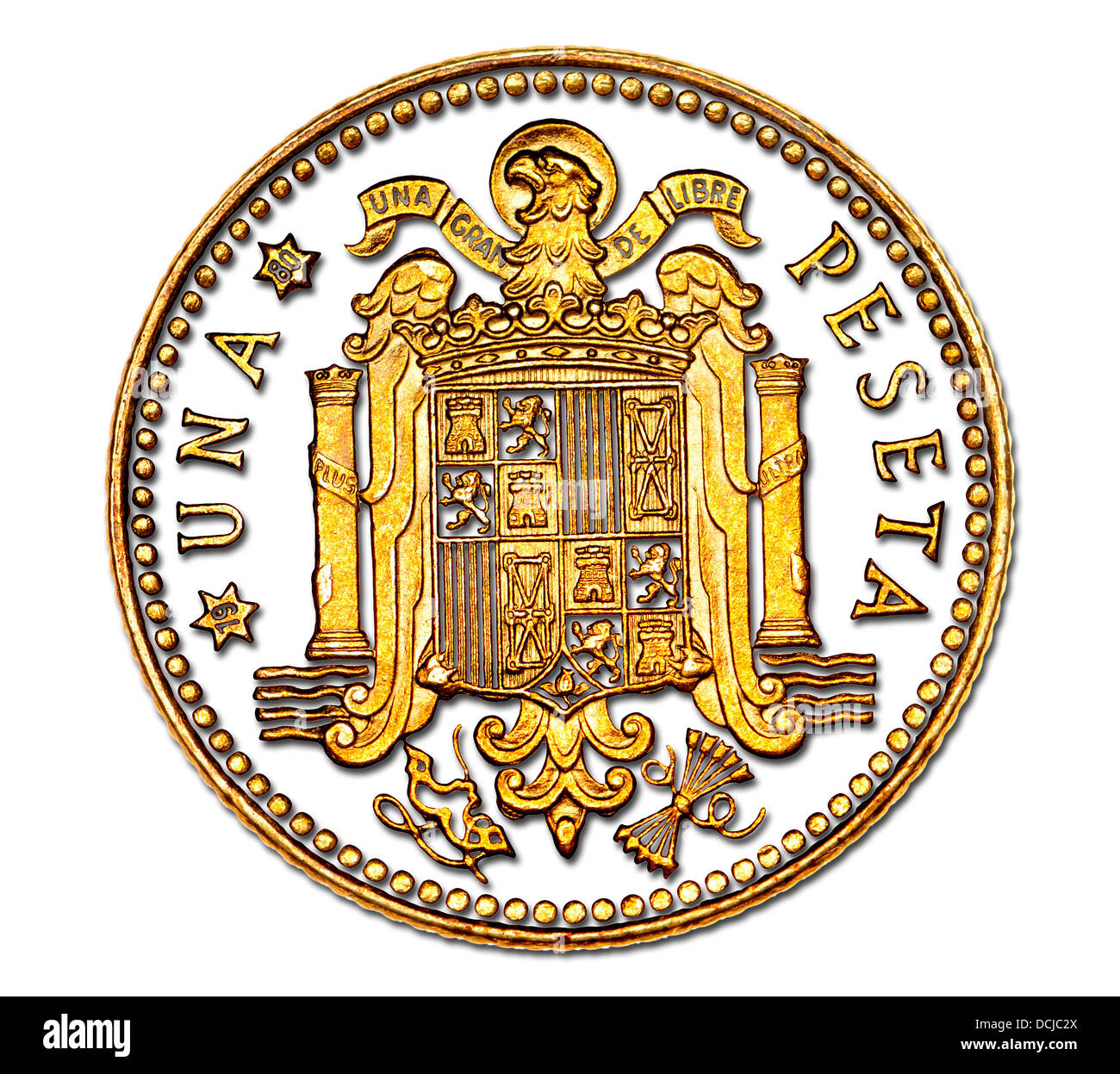 Spaish 1 peseta coin from 1975 Stock Photo - Alamy