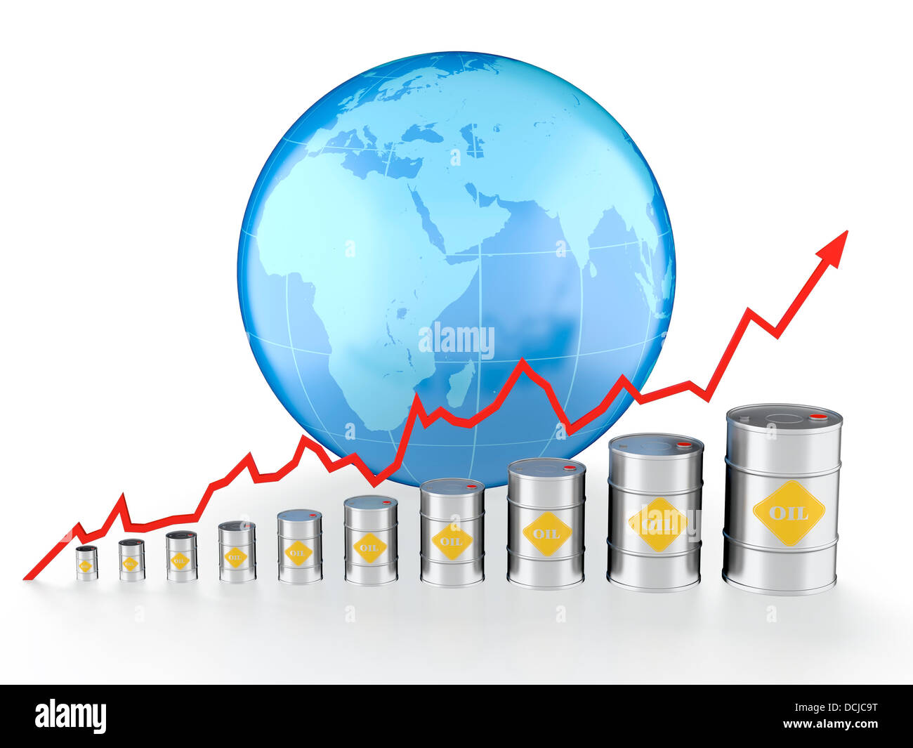 3D illustration of growing oil chart with Earth on background Stock ...