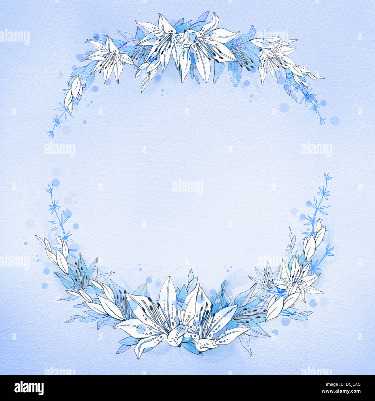 illustration flower frame in blue Stock Photo - Alamy