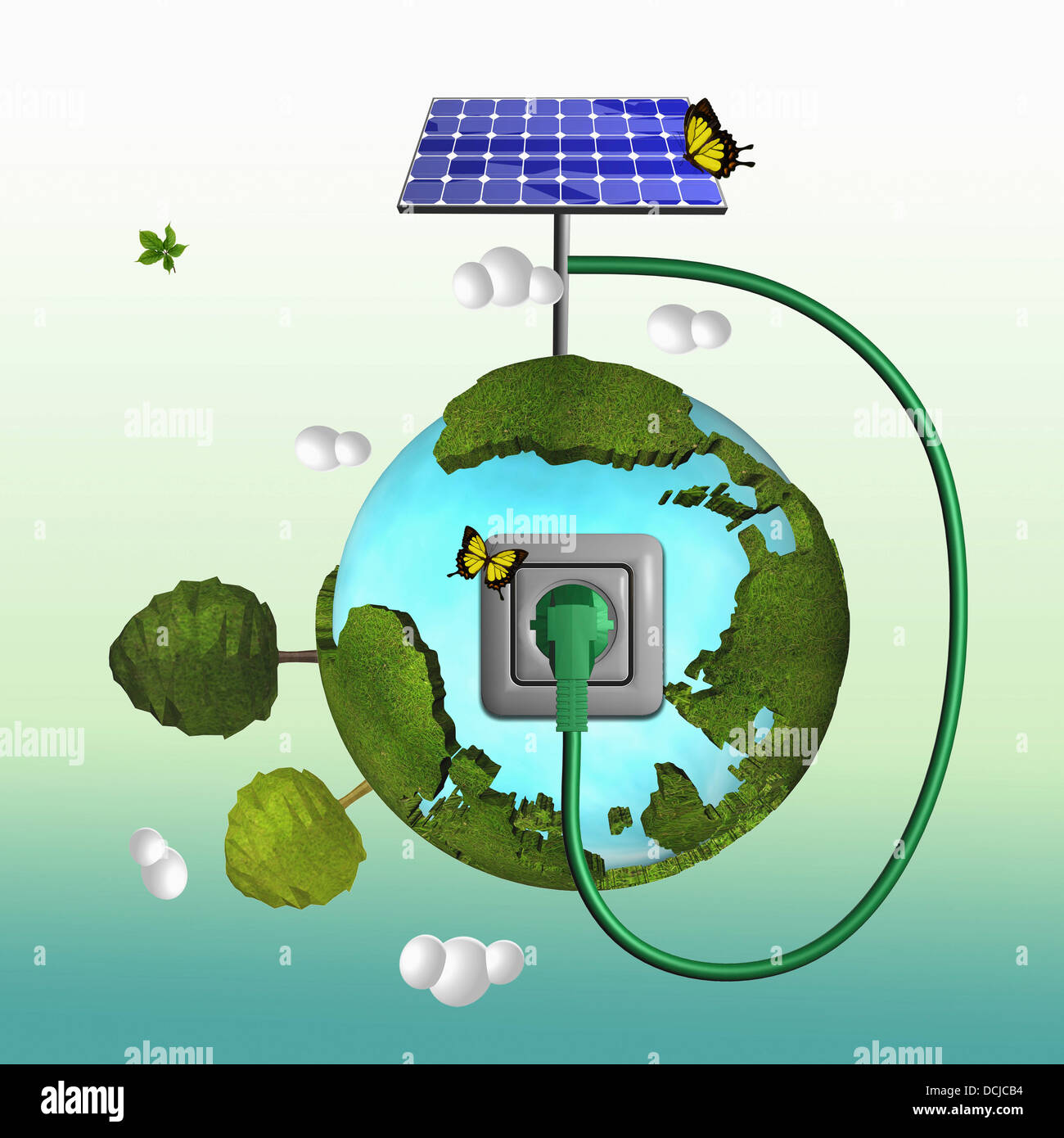 a solar panel plugged in to the globe Stock Photo - Alamy