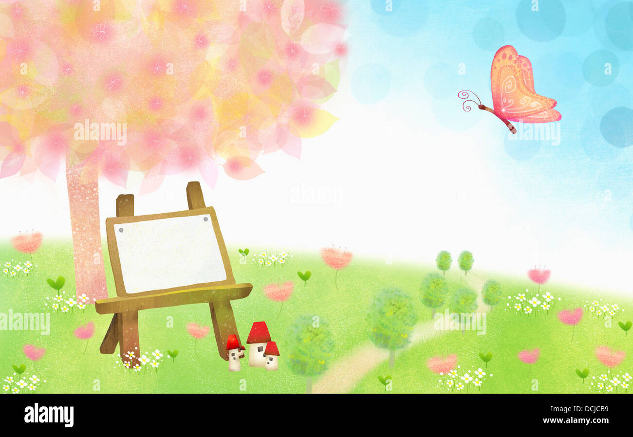 illustration of beautiful landscape with memo template Stock Photo - Alamy