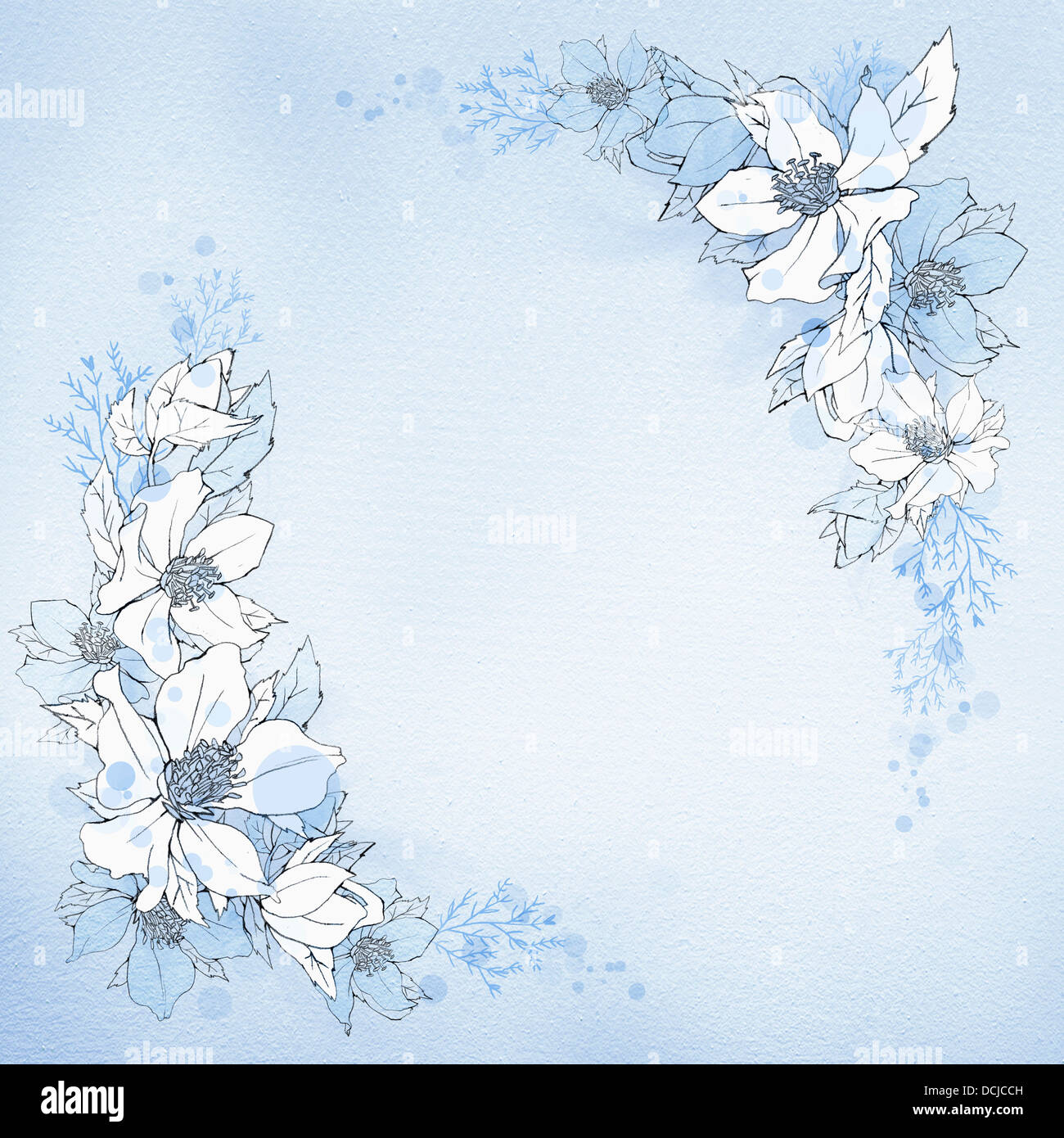 illustration flower frame in blue Stock Photo - Alamy