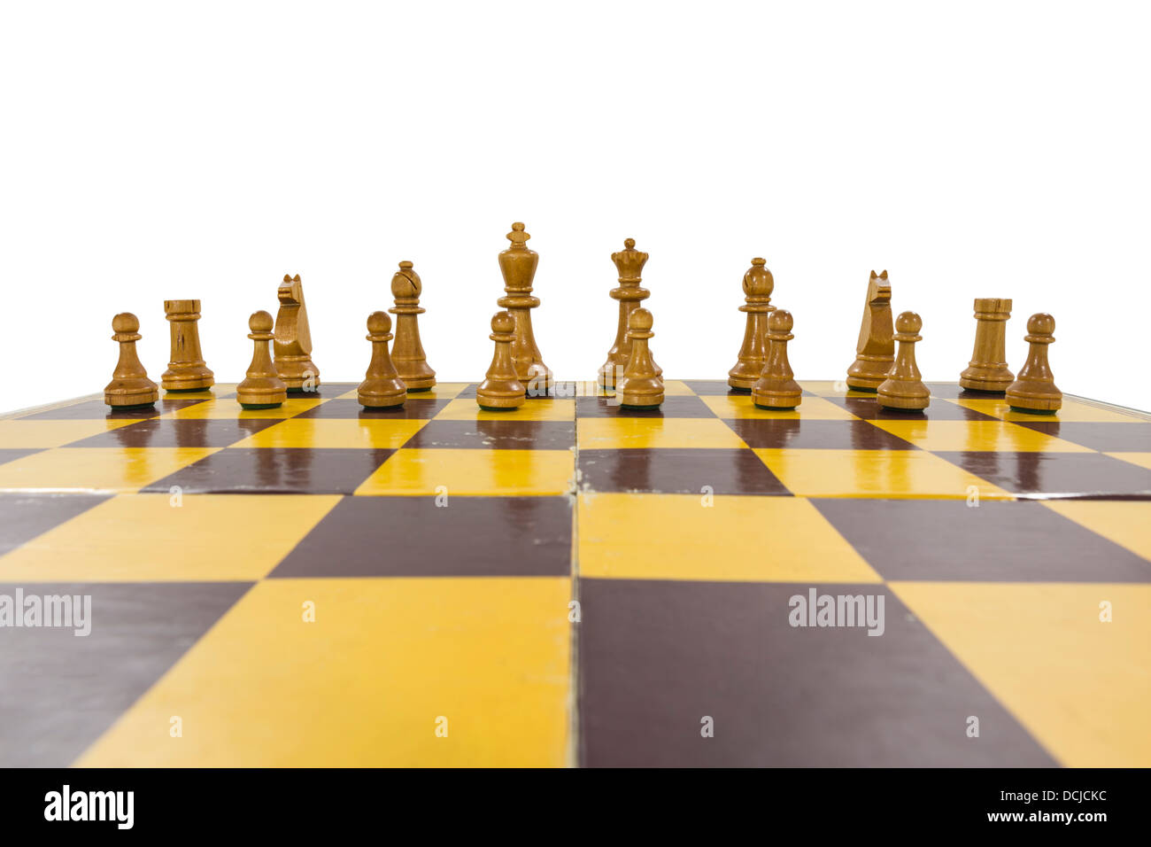 Worn vintage wooden chess set isolated with clipping path Stock Photo ...
