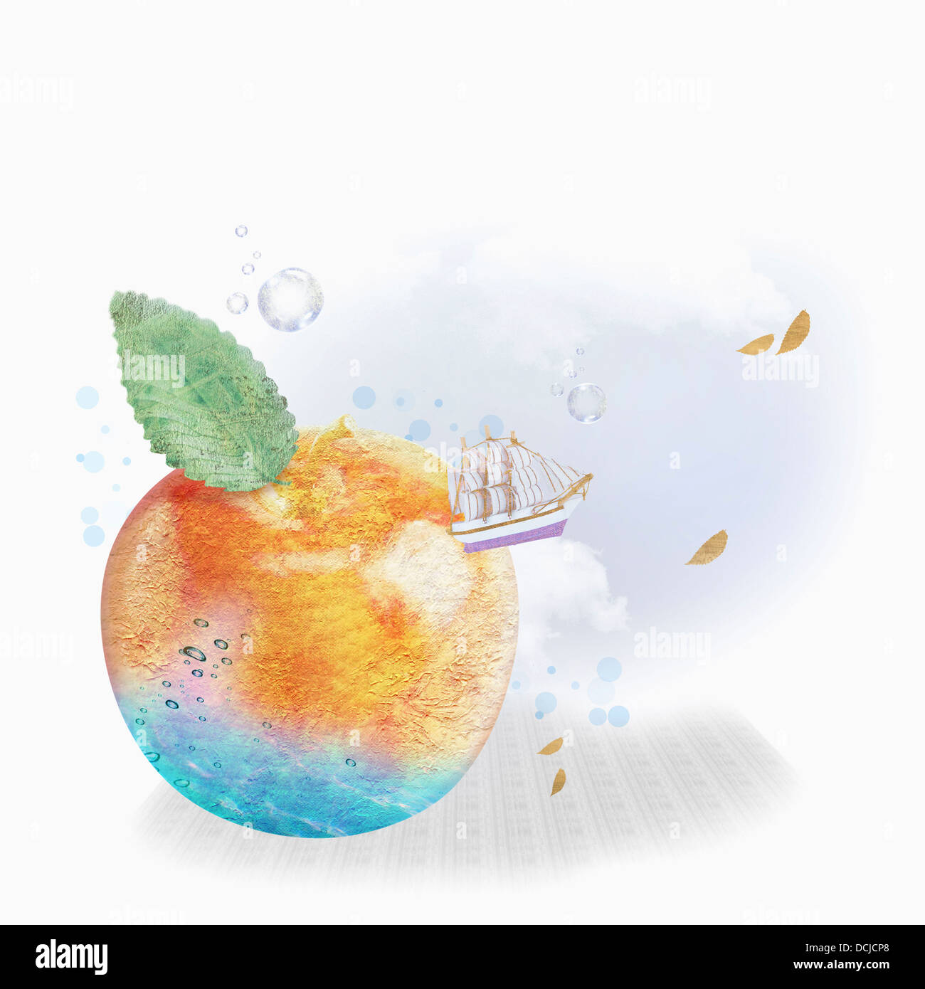 illustration of an apple under the sea Stock Photo - Alamy