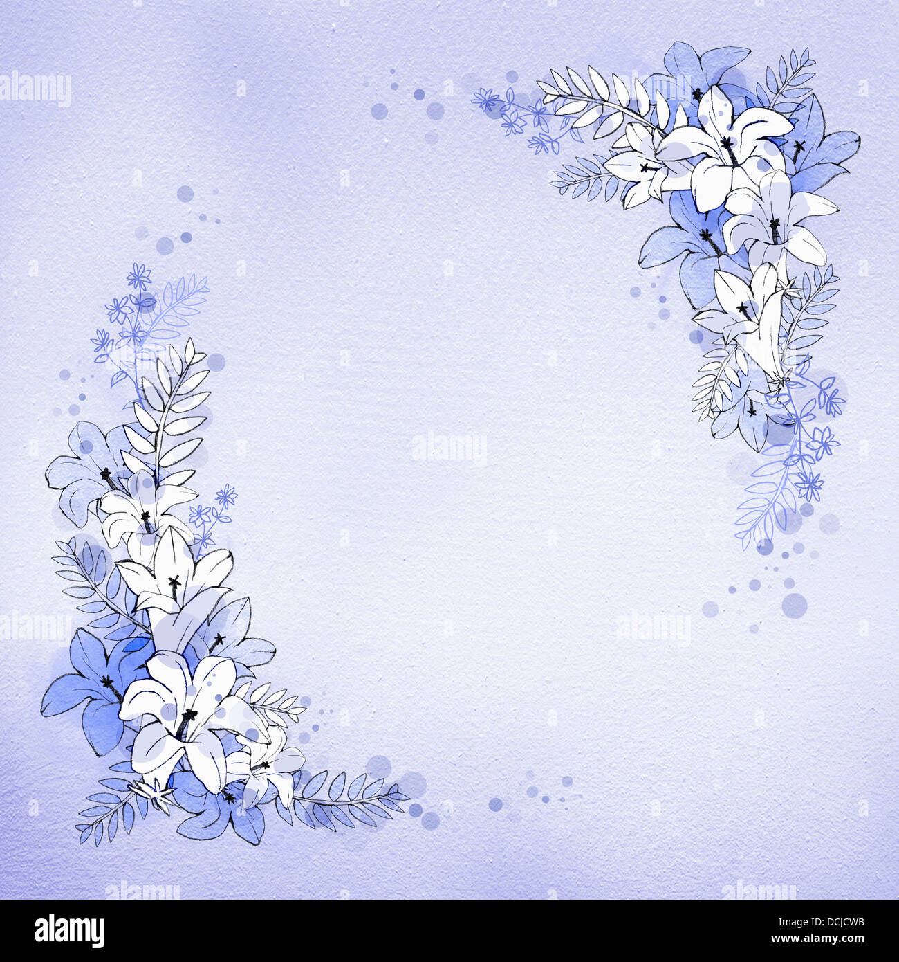 illustration flower frame in blue Stock Photo - Alamy