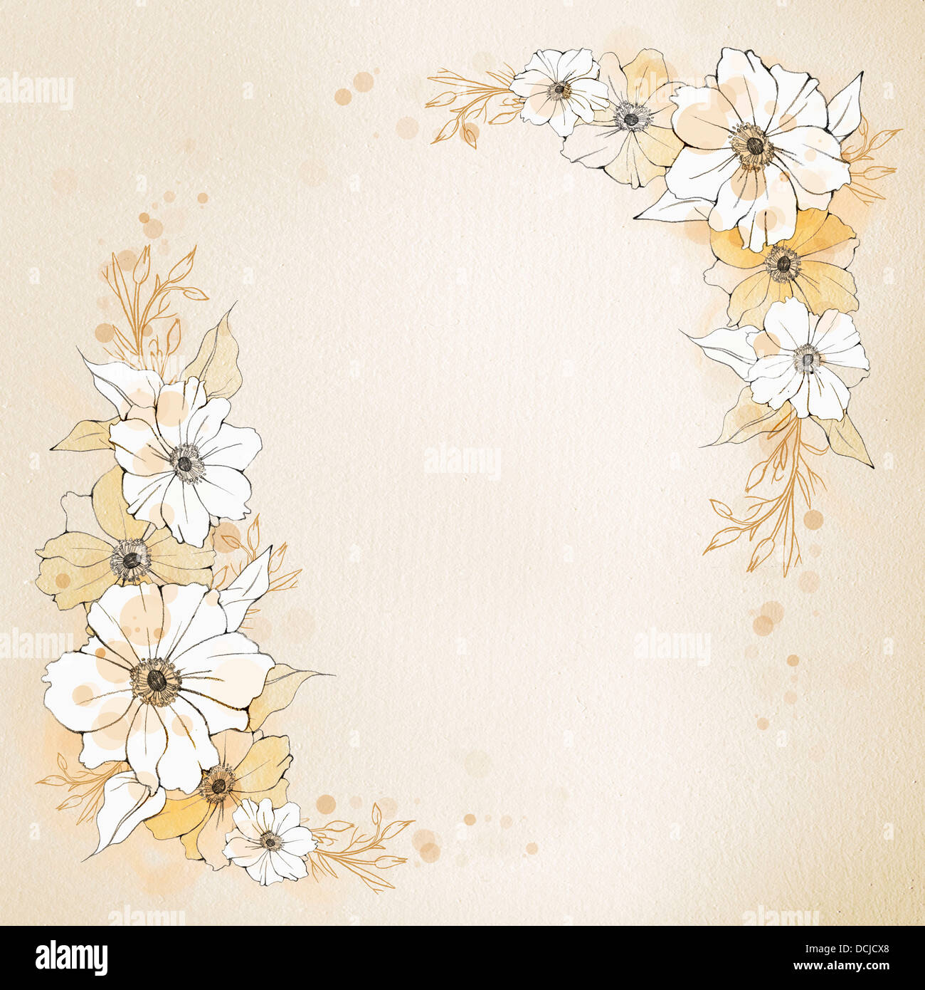 illustration flower frame in orange Stock Photo - Alamy