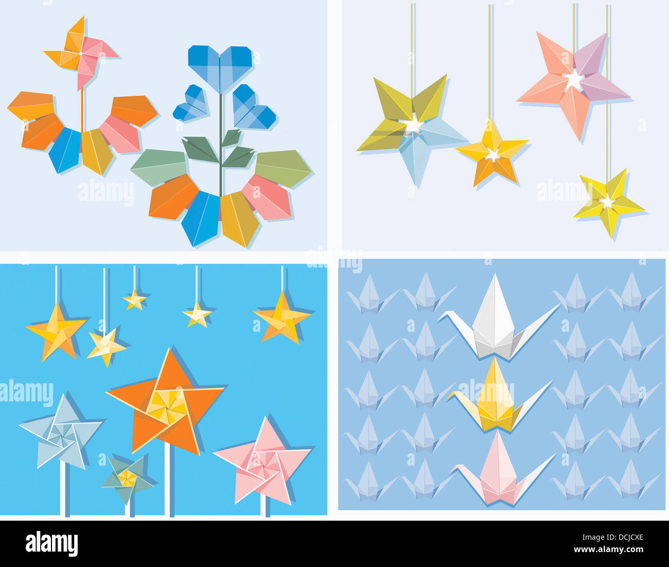 illustration set of origami Stock Photo - Alamy