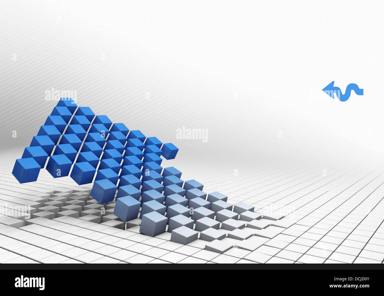 a blue arrow forming from a surface of white rectangles Stock Photo - Alamy