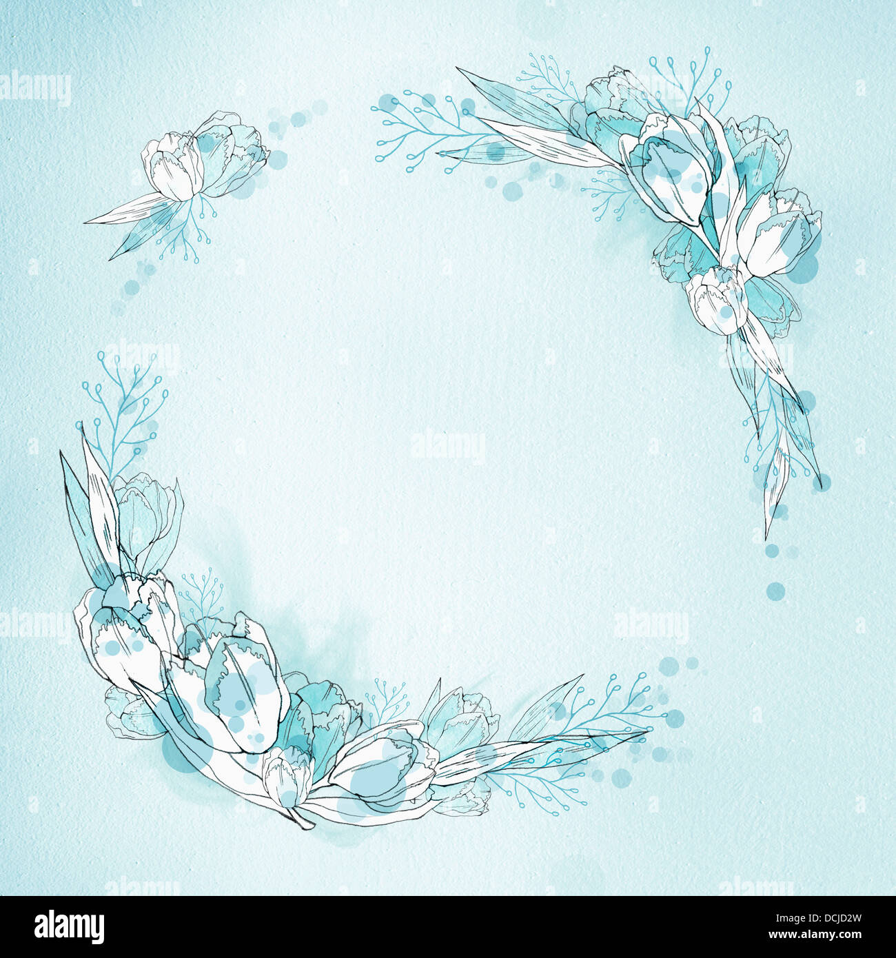 illustration flower frame in blue Stock Photo - Alamy