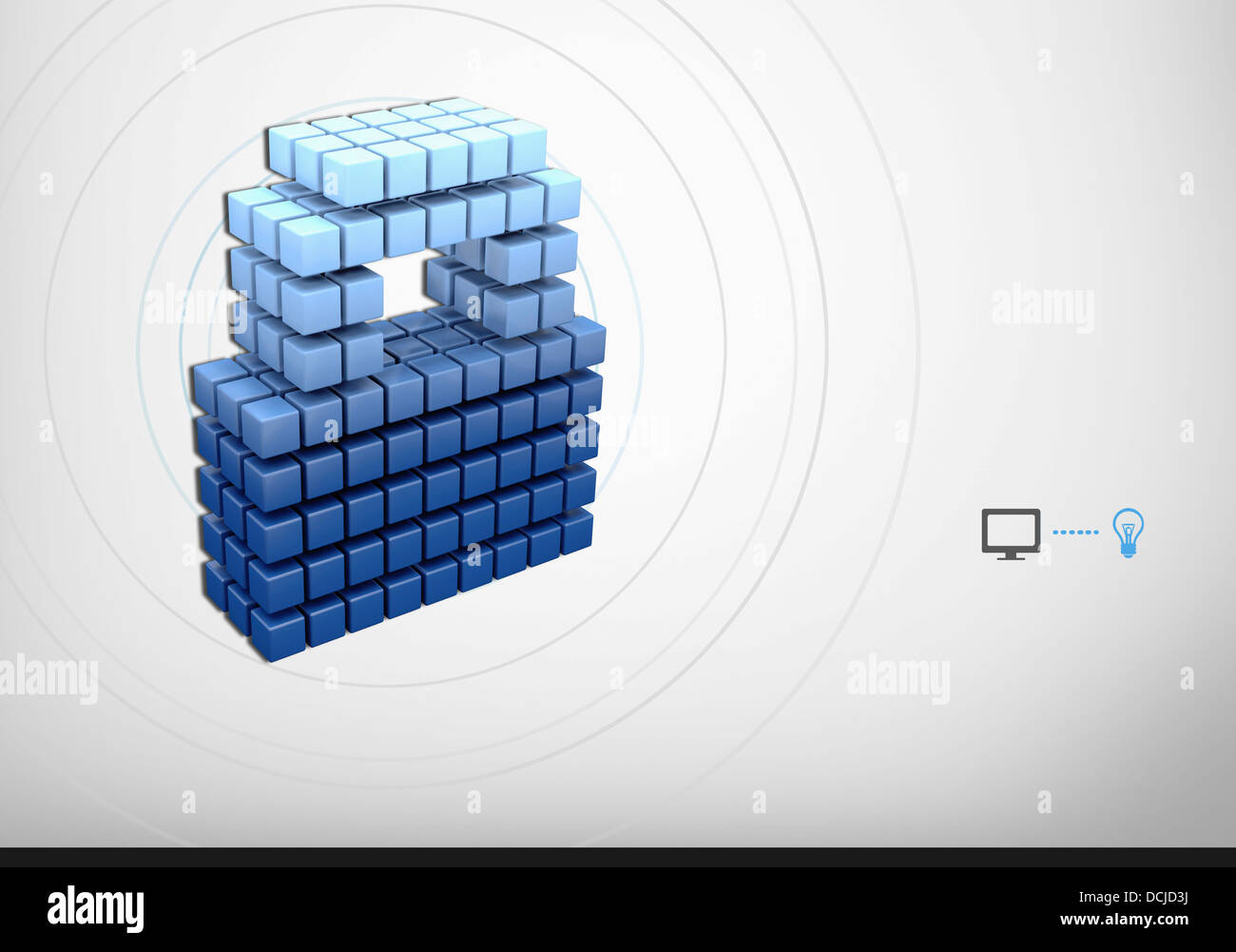 a lock sign made out of blue cubes Stock Photo - Alamy