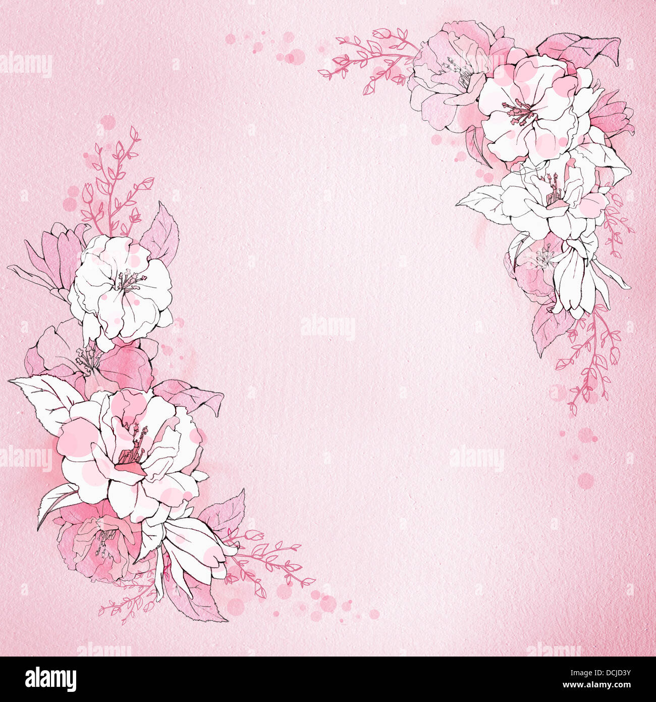 illustration flower frame in pink Stock Photo - Alamy