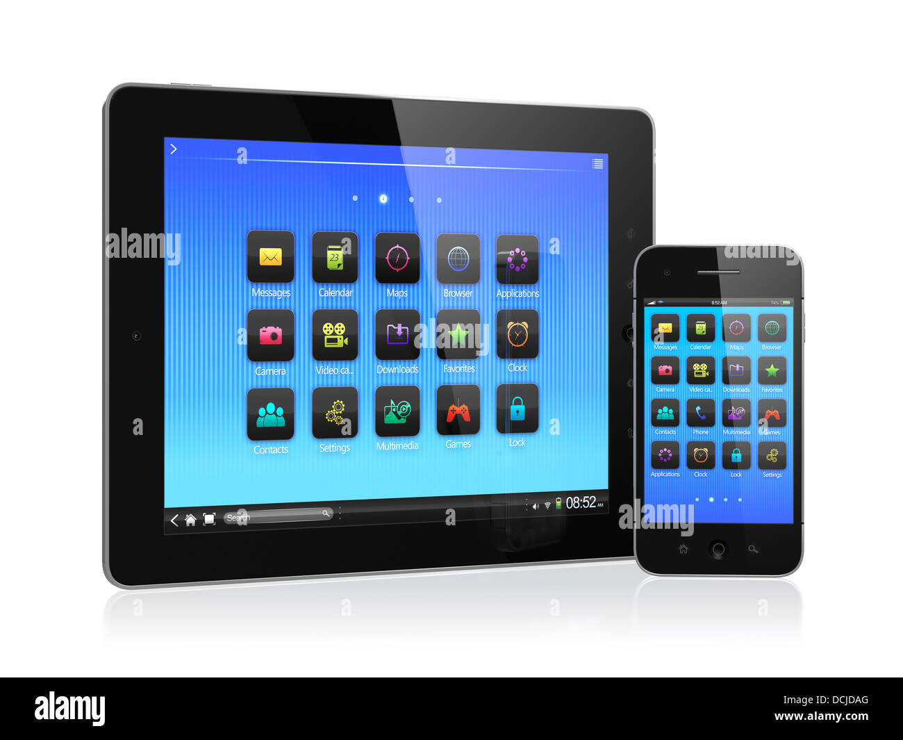 3d illustration of computer tablet and mobile phone isolated on white ...