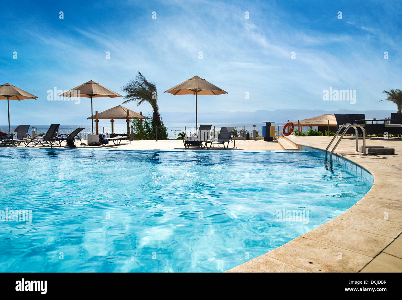 Swimming pool near the beach. Red sea, Aqaba, Jordan Stock Photo - Alamy