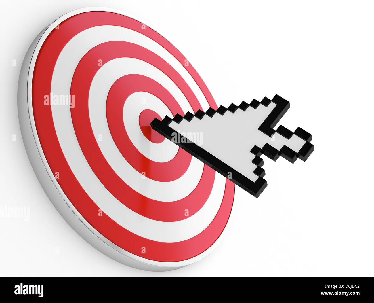 Abstract image of mouse pointer on bulls-eye. Symbol of right choice ...