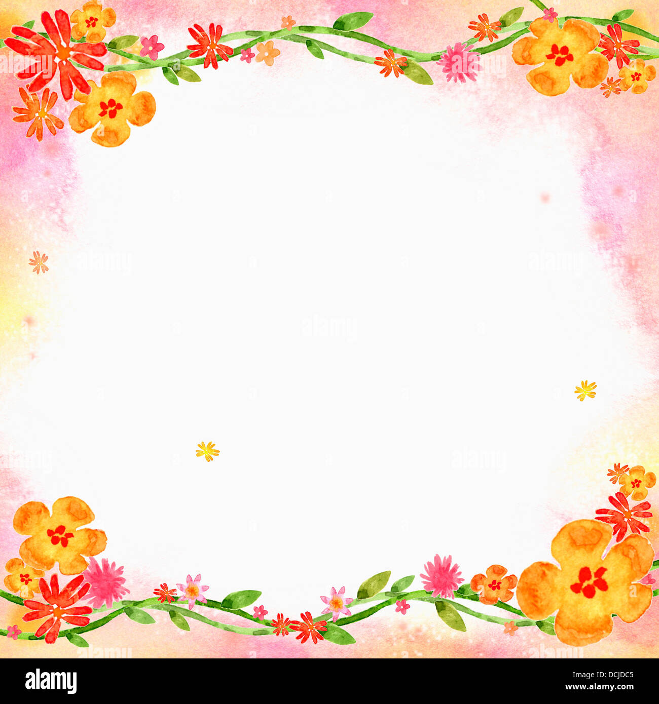illustration of letter template featuring flowers Stock Photo - Alamy