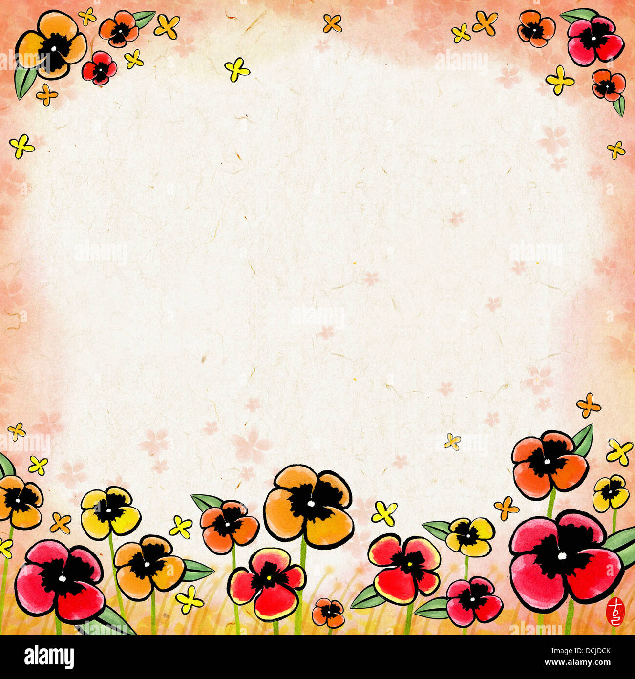 illustration letter template featuring flowers Stock Photo - Alamy