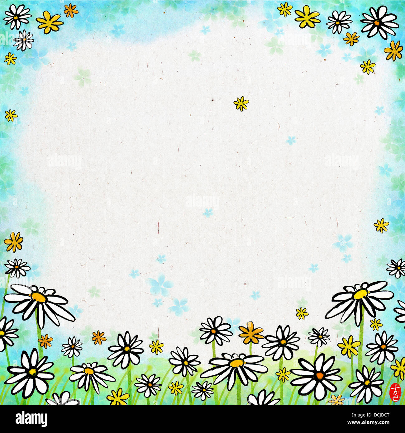 illustration letter template featuring flowers Stock Photo - Alamy